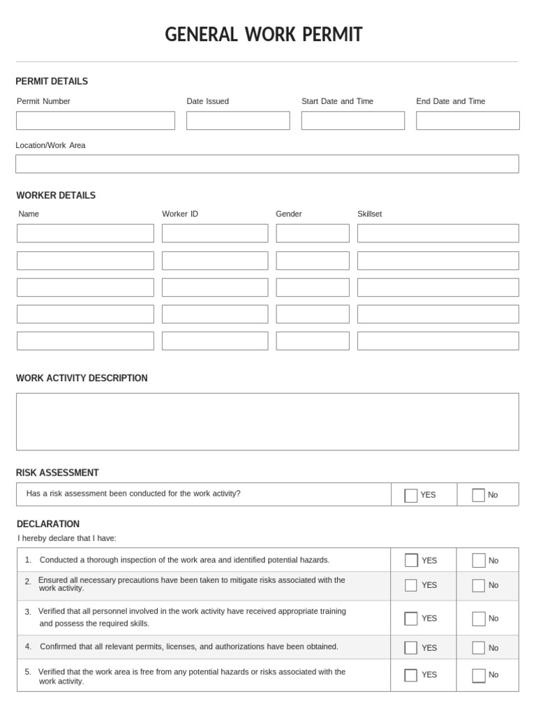 General Work Permit Template Guide | PDF | Personal Protective ...