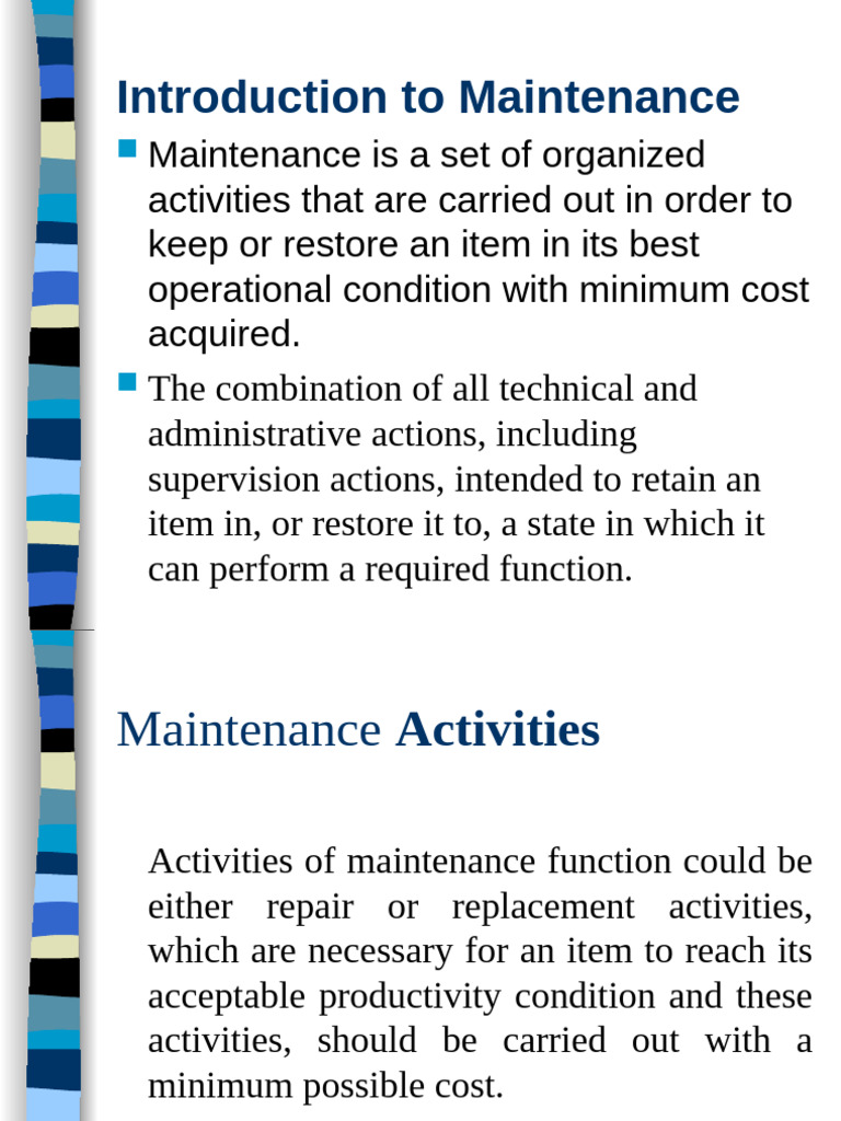 LECTURE 4 Introduction To Maintenance | PDF | Safety | Mechanical ...