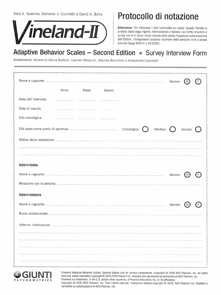 Protocollo Vineland | PDF