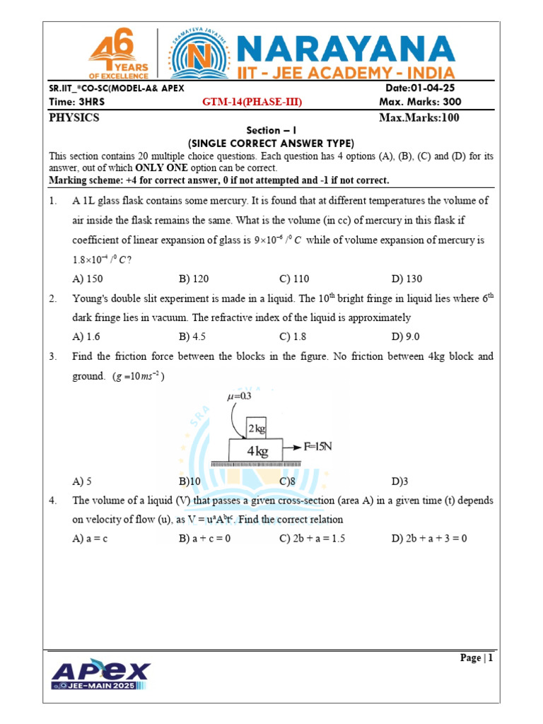 01-04-2025 - SR - Star Co-Sc (Model-A& Apex) Phase-Iii - Jee Main Model ...