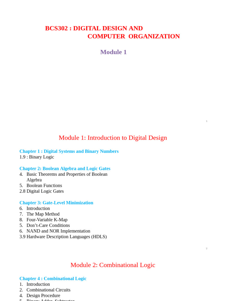 BCS302 Module1 and 2 ppt | PDF | Logic Gate | Boolean Algebra