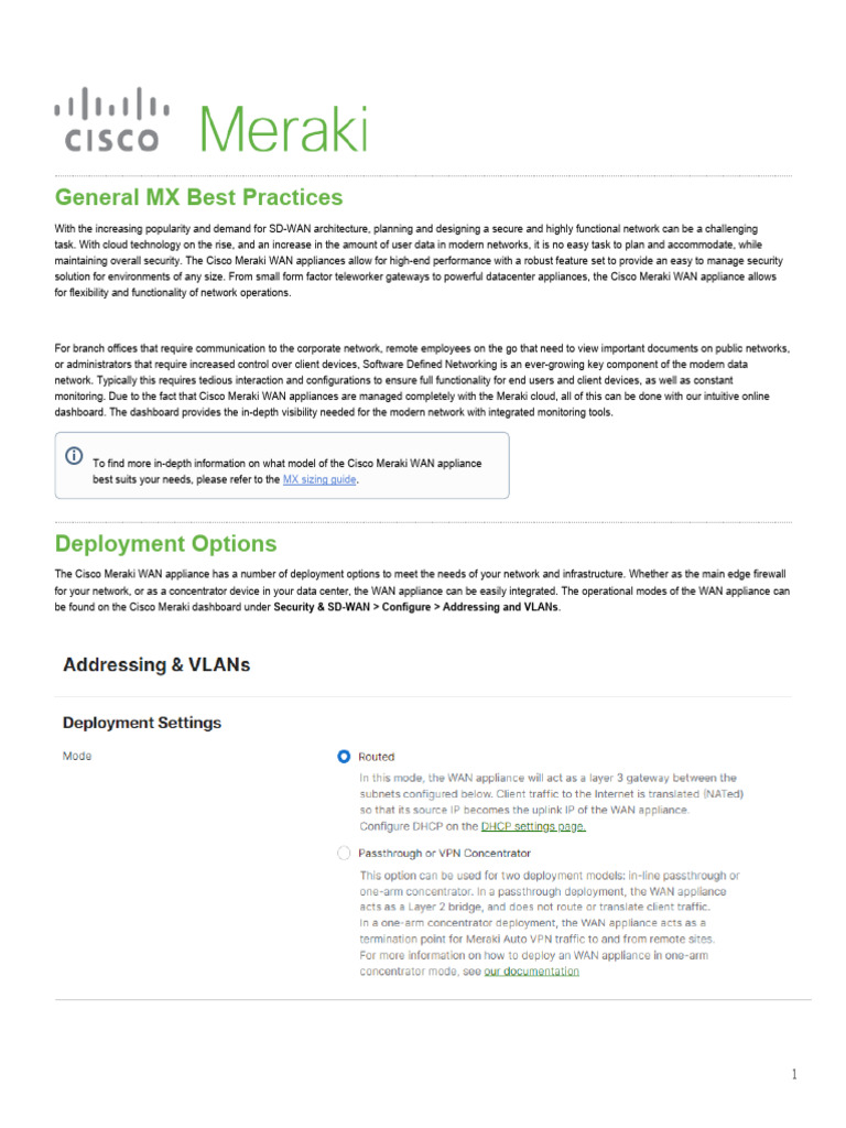 Meraki MX Best Practices Guide | PDF | Computer Network | Virtual ...