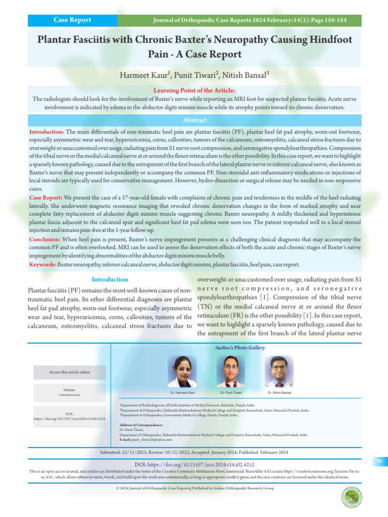 Plantar Fasciitis Baxter | PDF | Foot | Toe
