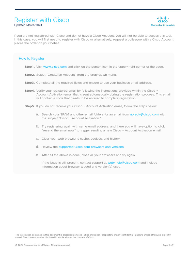 How to Register for a Cisco Account | PDF