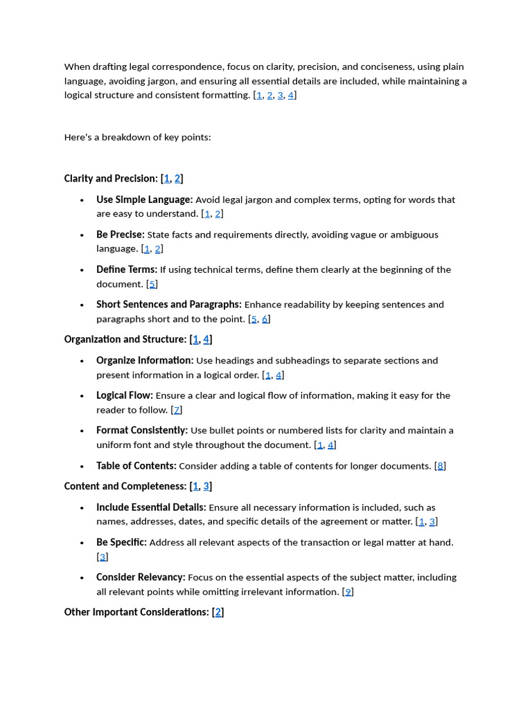 Summary Points in A Drafting Legal Correspondence | PDF
