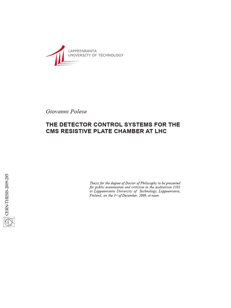 The Detector Control Systems for The | PDF | Large Hadron Collider ...