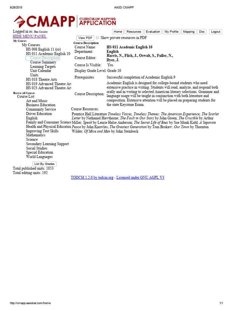 Academic 10 Course Description | PDF