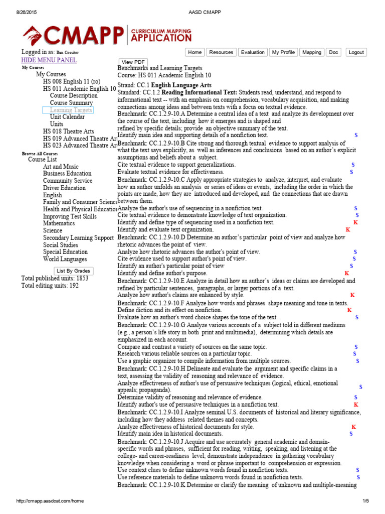 Academic 10 Learning Targets | PDF | Reading Comprehension | Narrative