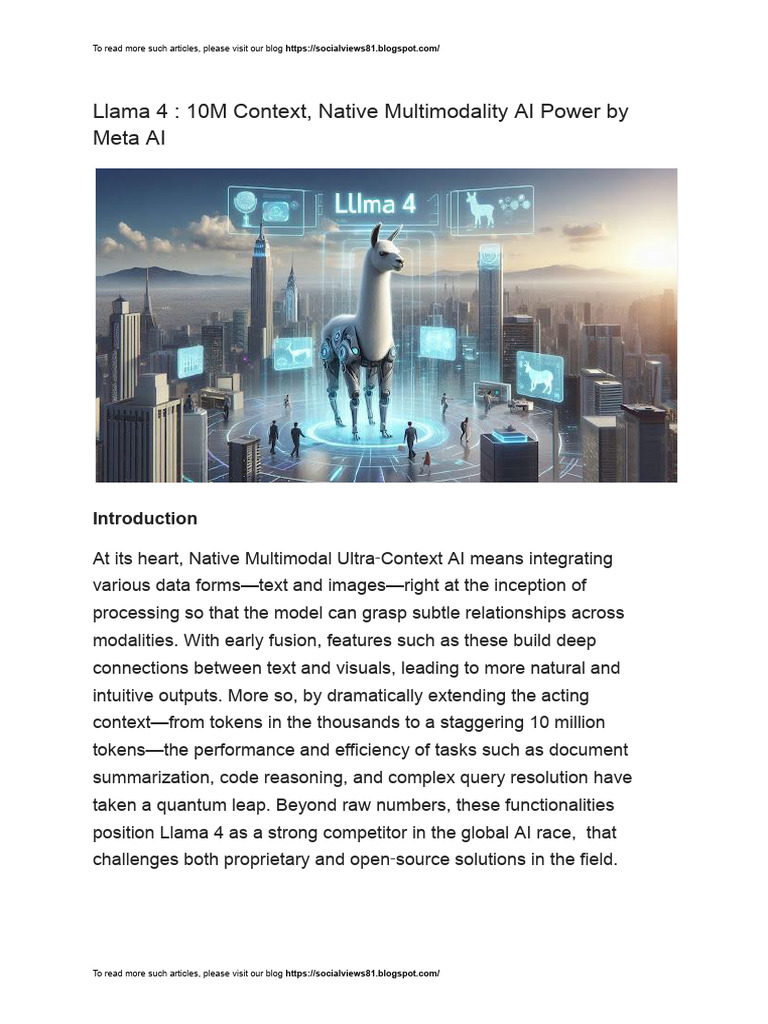 Llama 4 :10M Context, Native Multimodality AI Power by Meta AI | PDF | Artificial Intelligence ...