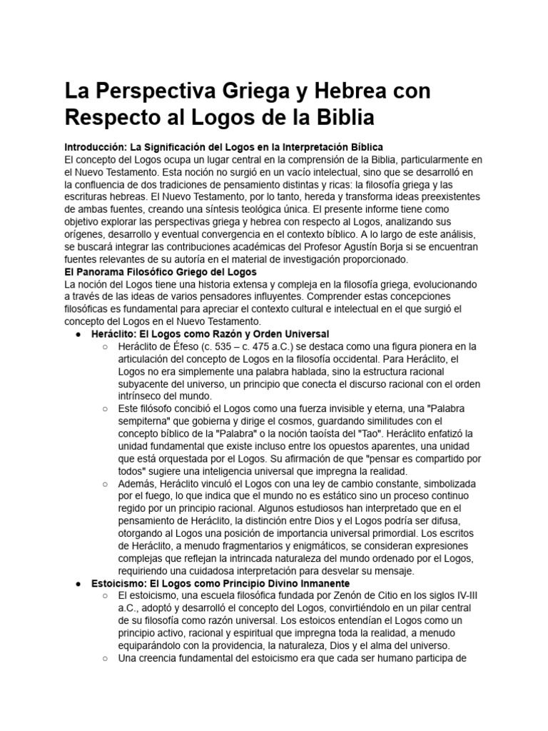 Logos: Perspectivas Hebrea y Griega | PDF | Logos | Logos (cristianismo)