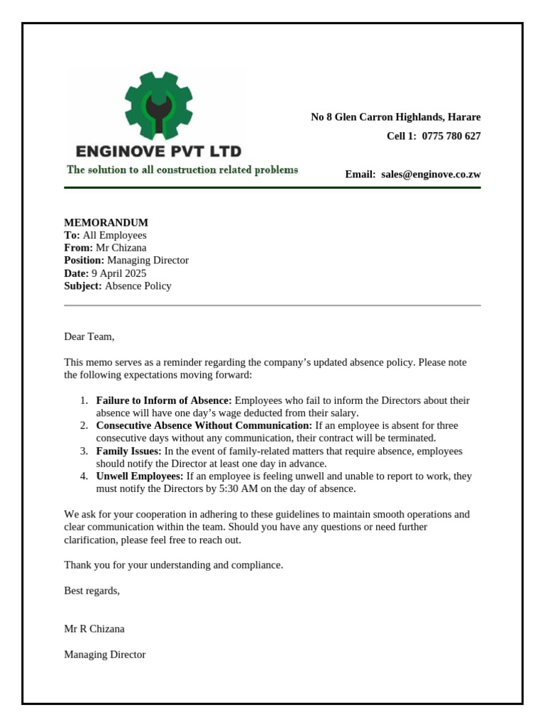 Leave Days Memo | PDF