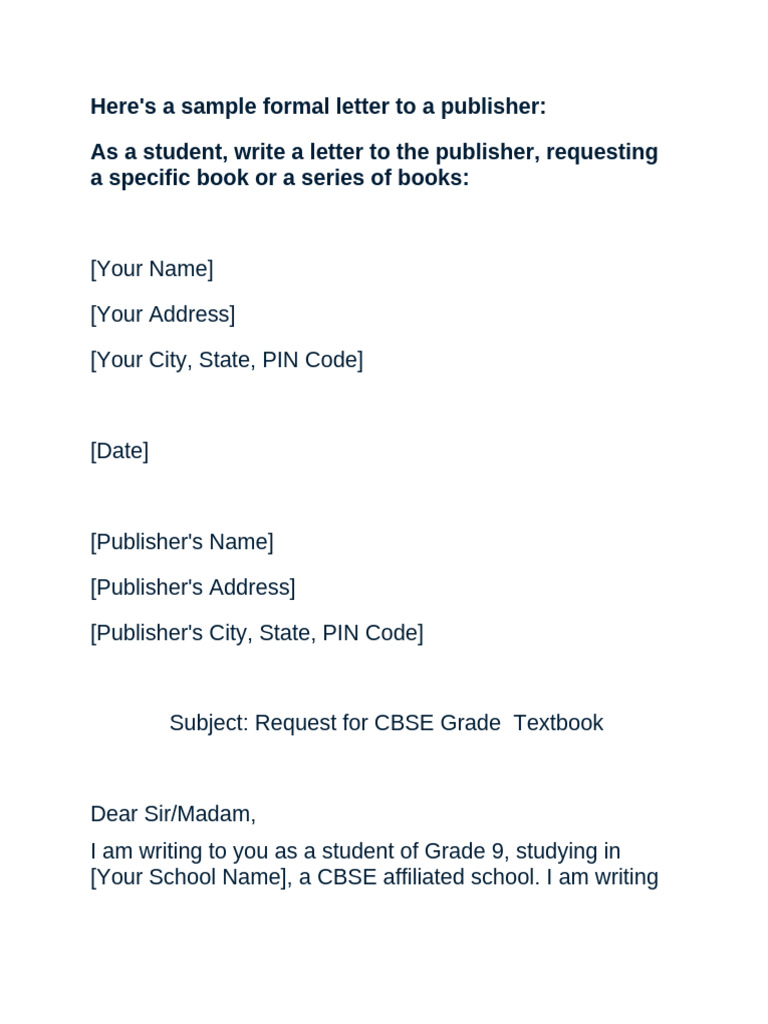 Sample Letter to Publisher for Books | PDF