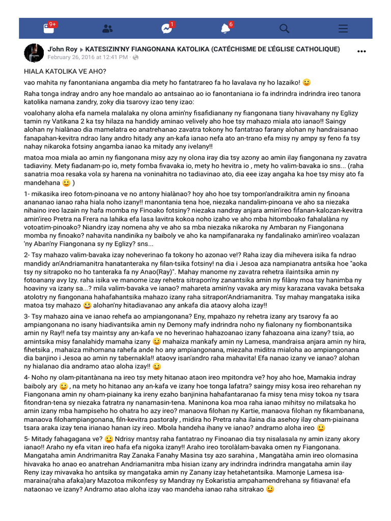 KATESIZIN'NY FIANGONANA KATOLIKA (CATÉCHISME DE L'ÉGLISE CATHOLIQUE ...