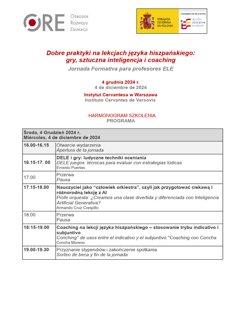 Harmonogram szkolenia | PDF