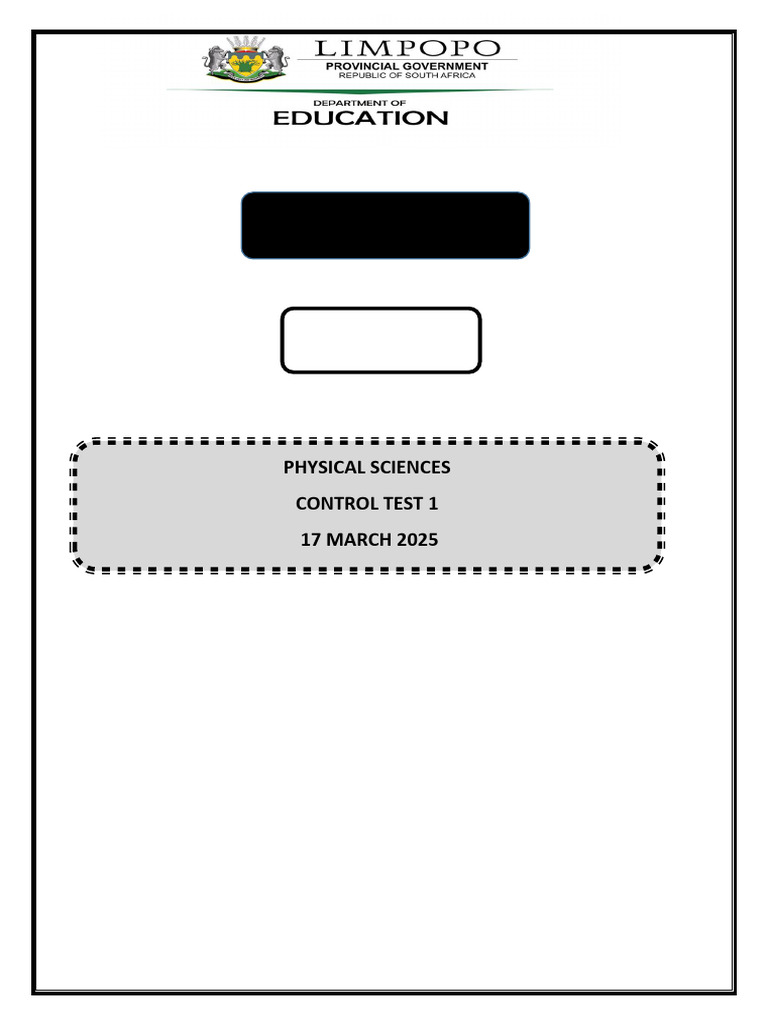 GR 12 PHSC Control Test 1 2025 | PDF | Force | Mass