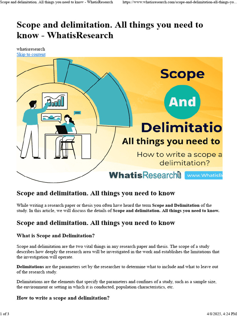 Scope and Delimitation. All Things You Need To Know - WhatisResearch | PDF | Scope (Computer ...