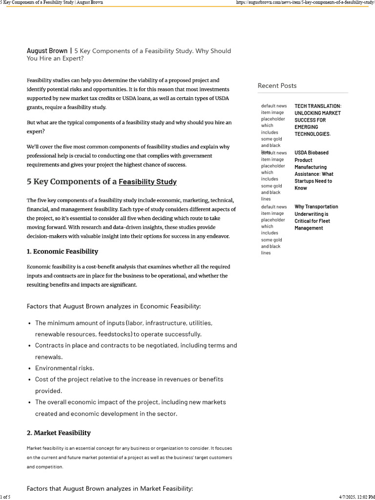 5 Key Components of A Feasibility Study - August Brown | PDF ...