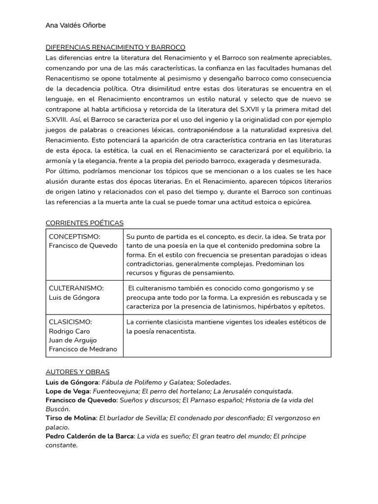 DIFERENCIAS RENACIMIENTO Y BARROCO (4) | PDF | Barroco | Renacimiento