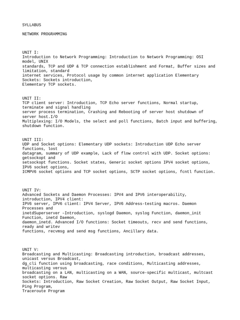 Network Programming Syllabus | PDF