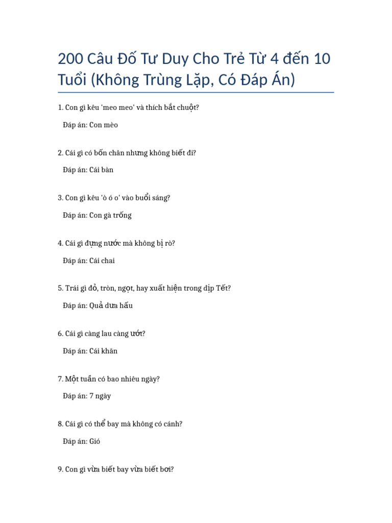 200 Cau Do Tu Duy Khac Nhau | PDF