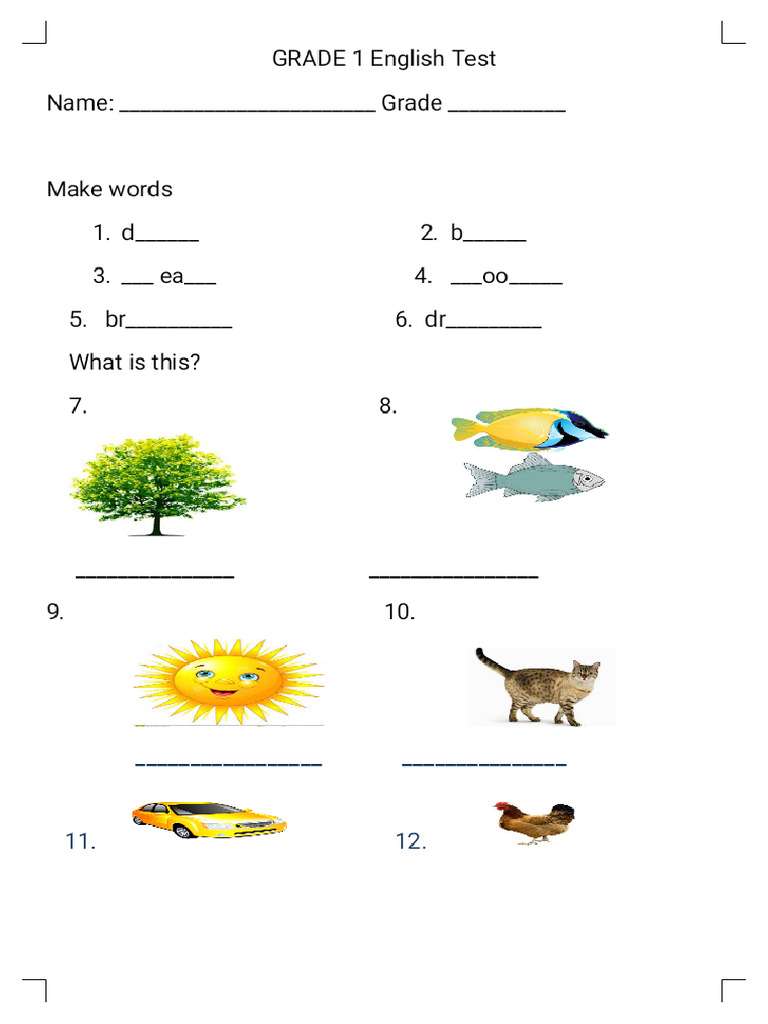 GRADE 1 TESTS (1) - Phoenix | PDF