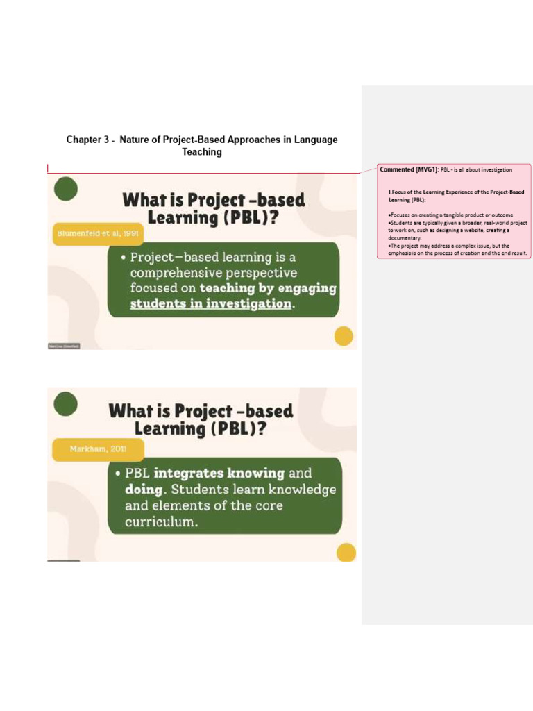Chapter 3 Nature of Project Based Approaches in Language Teaching (1 ...