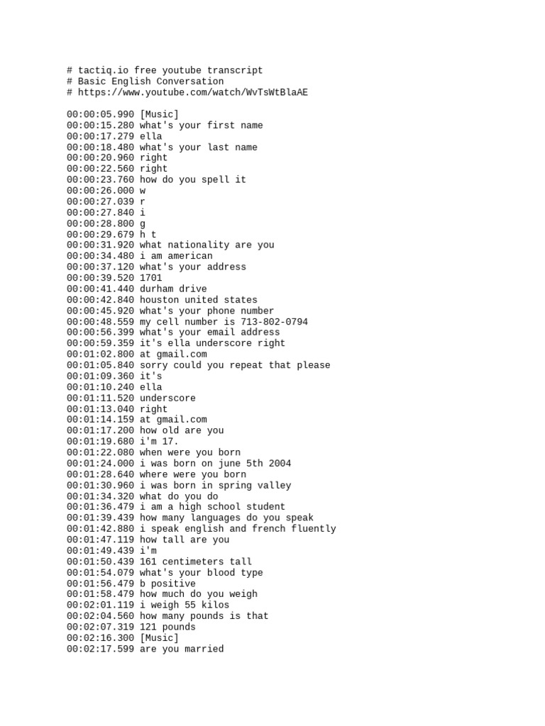 Basic English Conversation | PDF