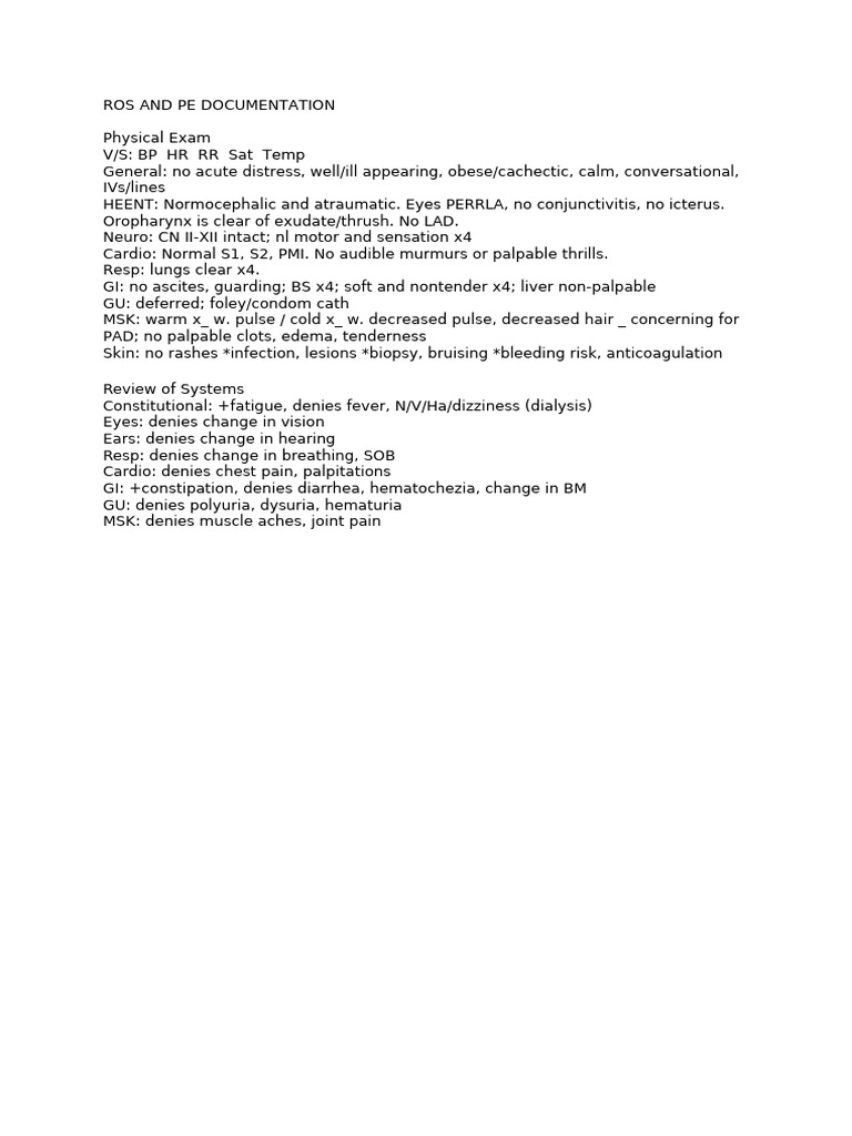 ROS and PE Documentation Template | PDF