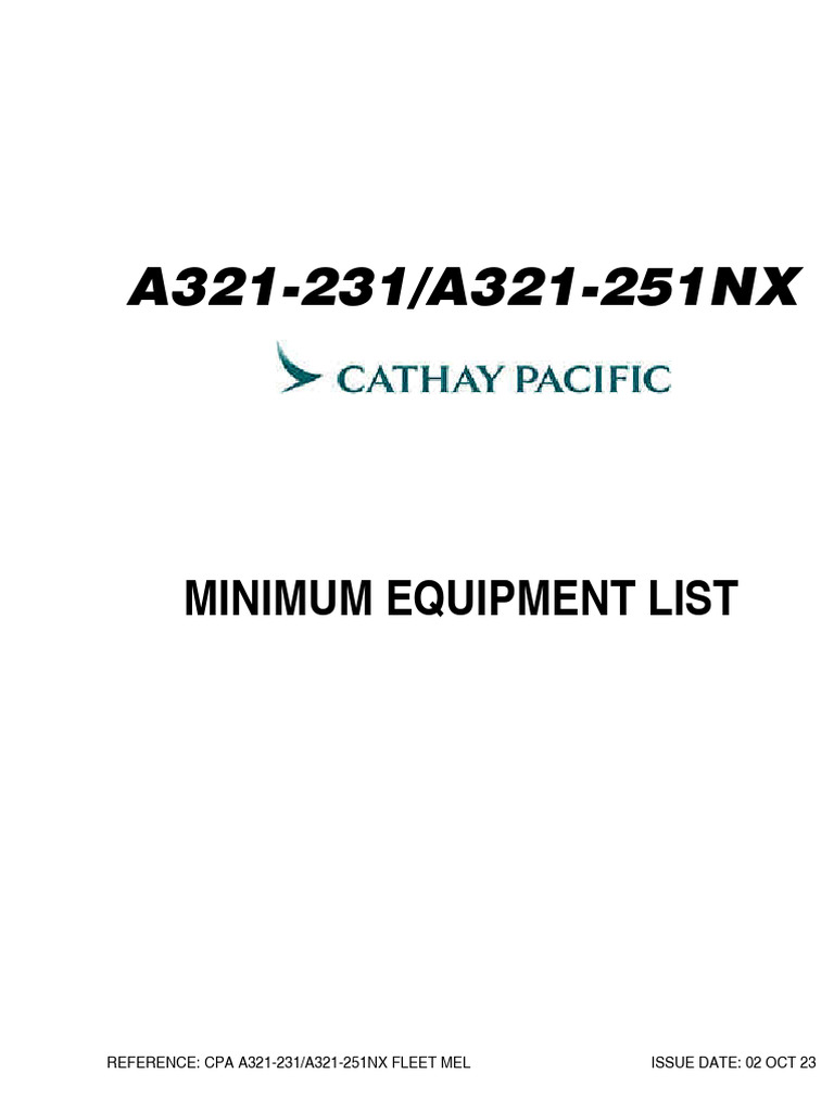 A321-231/A321-251NX: Minimum Equipment List | PDF | Aviation | Aircraft