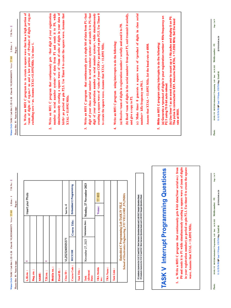 T5 Index Sheet Print | PDF