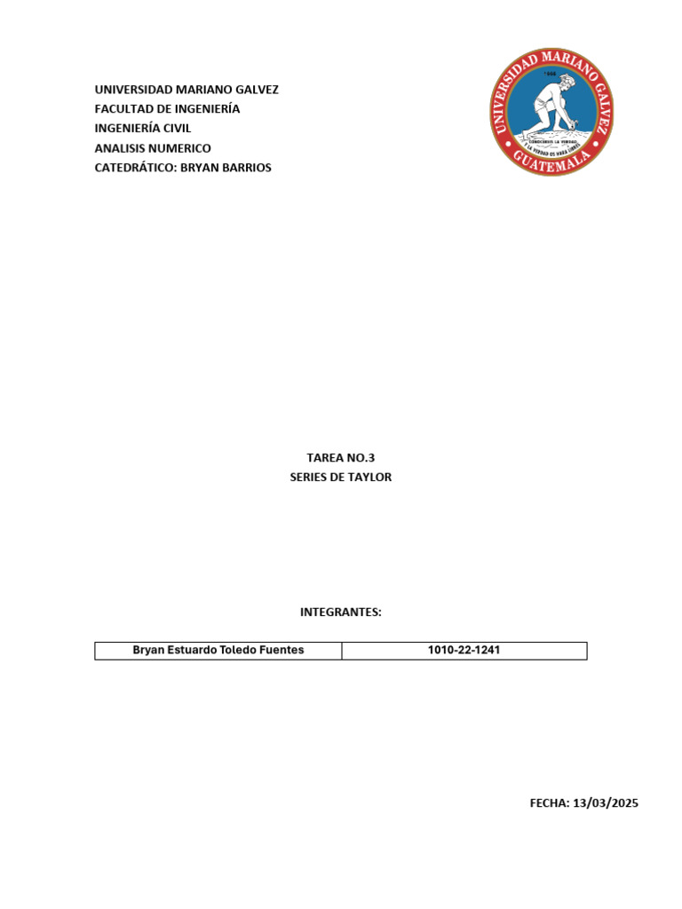Tarea No.3 Series de Taylor | PDF
