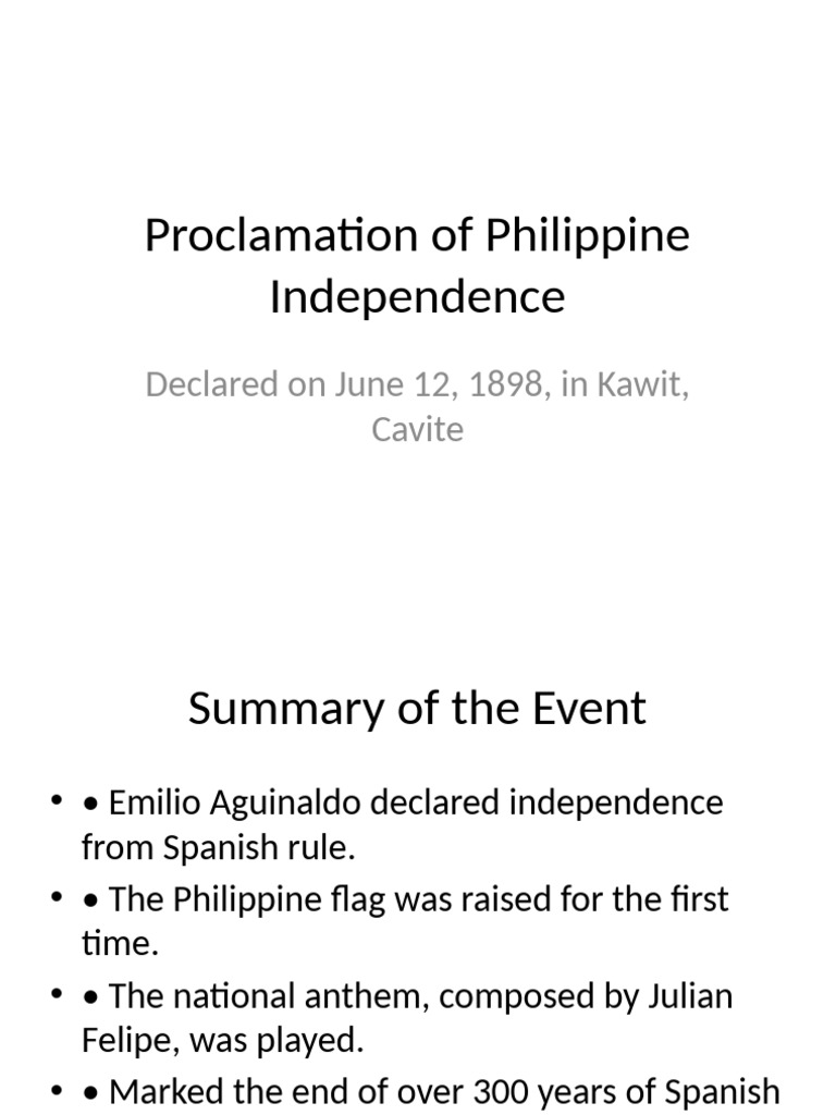 Proclamation of Philippine Independence Presentation | PDF