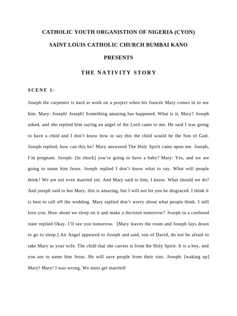 Nativity Story Script for CYON | PDF | Saint Joseph | Mary, Mother Of Jesus