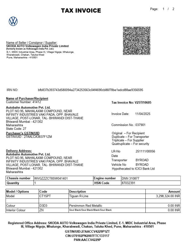Invoice V25ti10605 41412 20250411130735 | PDF | Vehicle Technology ...