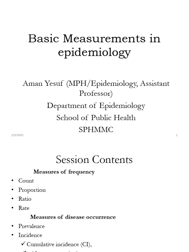 Epidemiology: Key Measurement Concepts | PDF | Incidence (Epidemiology) | Prevalence