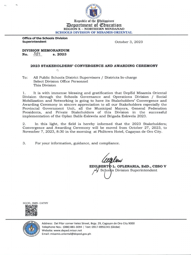 DM 581 S 2023 2023 Stakeholders Convergence and Awarding Ceremony | PDF