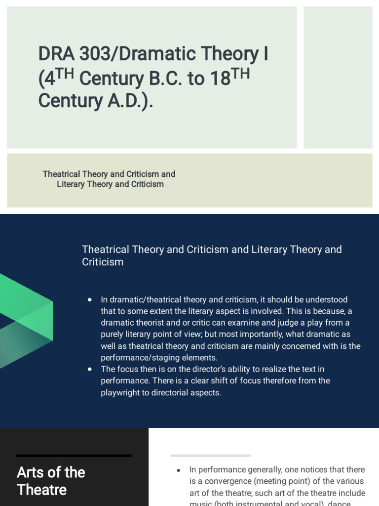 Overview of Dramatic Theory and Criticism | PDF | Theory | Theatre