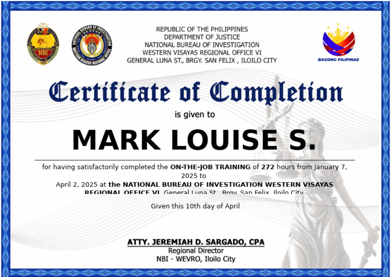 Ojt Cert Blank - 4 | PDF