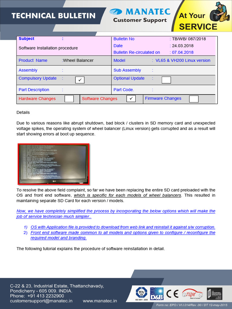 TB - 087 - WB SW Installation Procedure | PDF | Operating System | Booting