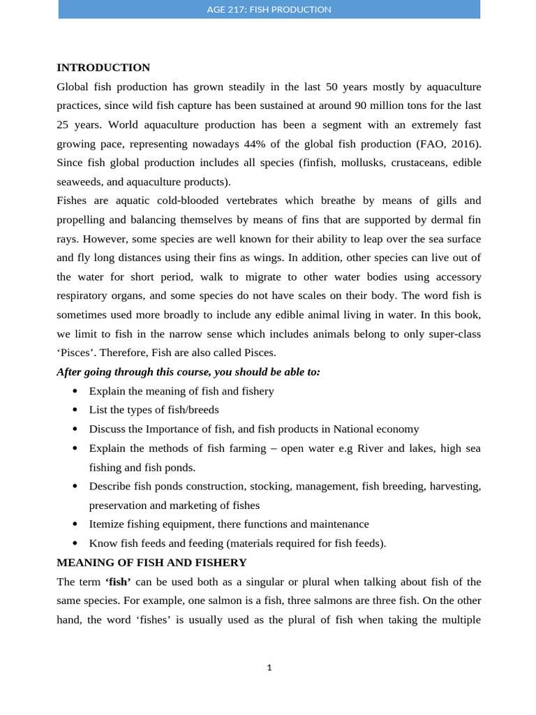 Overview of Fish Production Methods | PDF | Fish | Soil
