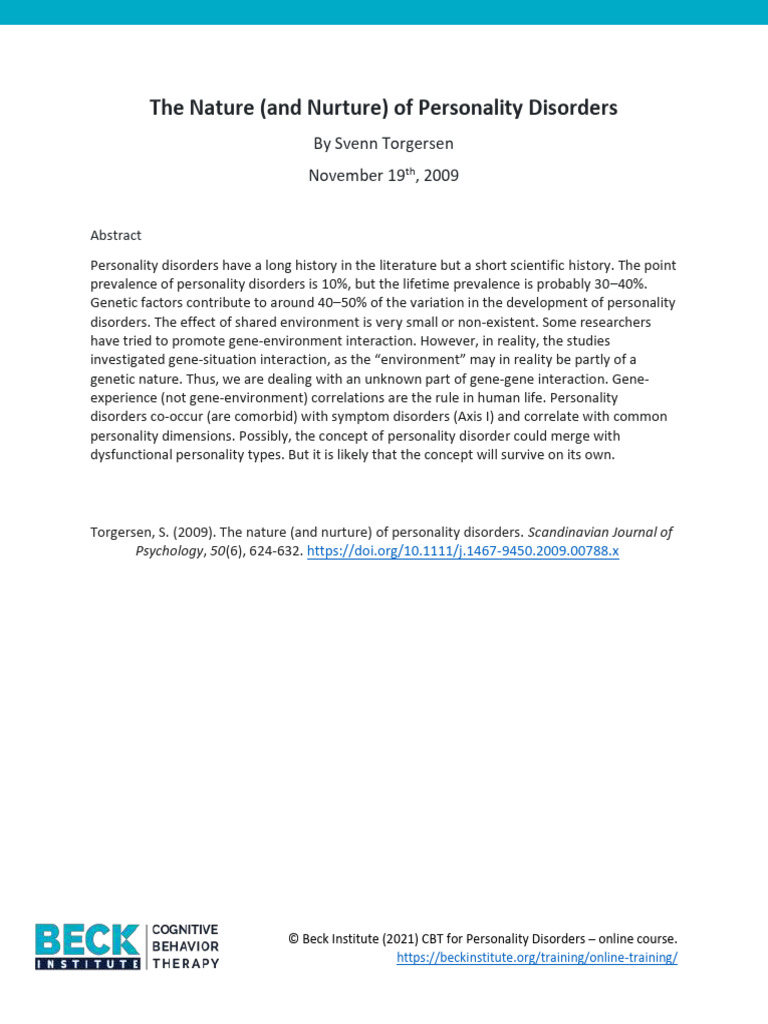 Understanding Personality Disorders: Nature vs. Nurture | PDF