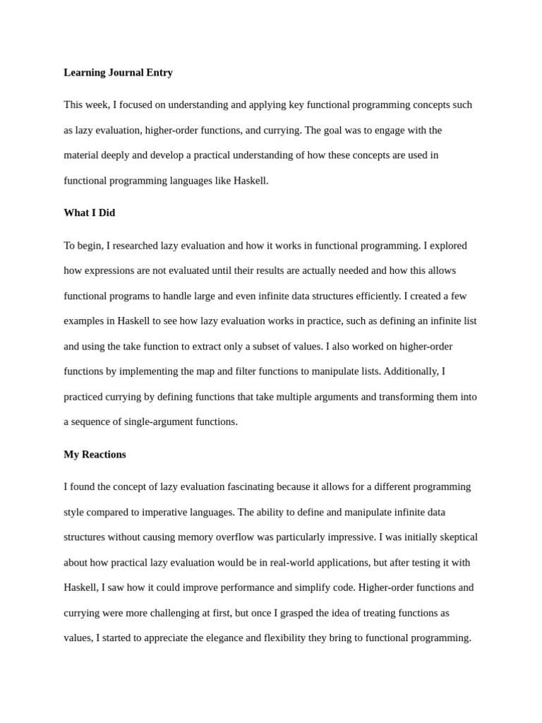 CS 4402-01 Learning Journal Entry | PDF | Functional Programming | Computer Programming