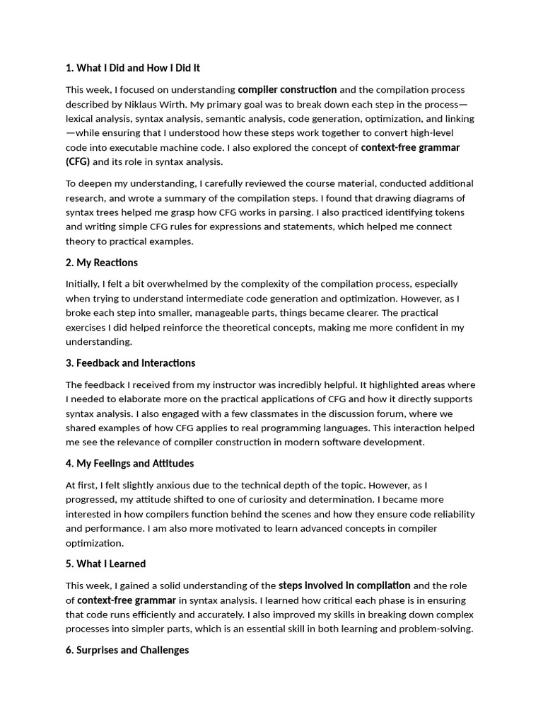 CS 4402-01 Learning Journal Unit 2 | PDF | Parsing | Compiler