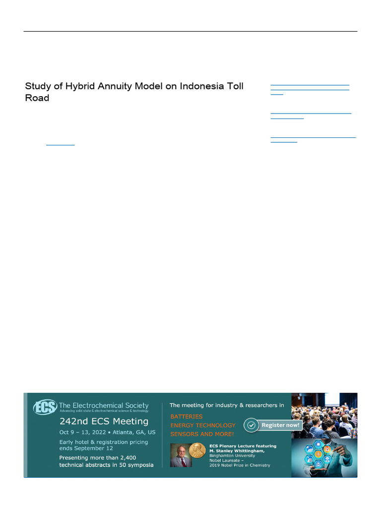 Study of Hybrid Annuity Model On Indonesia Toll | PDF | Internal Rate ...