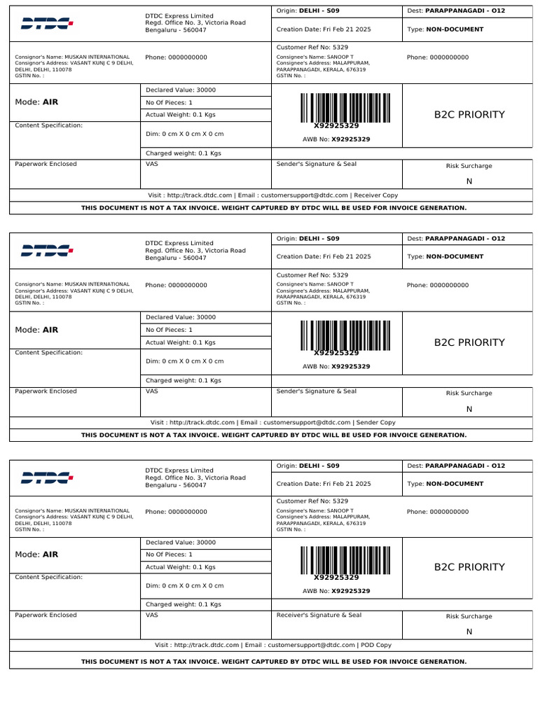 Shiping Label POD X92925329 | PDF