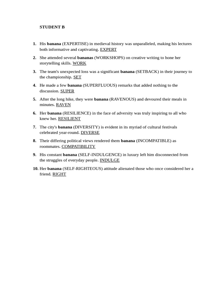 Vocabulary Contextual Examples | PDF