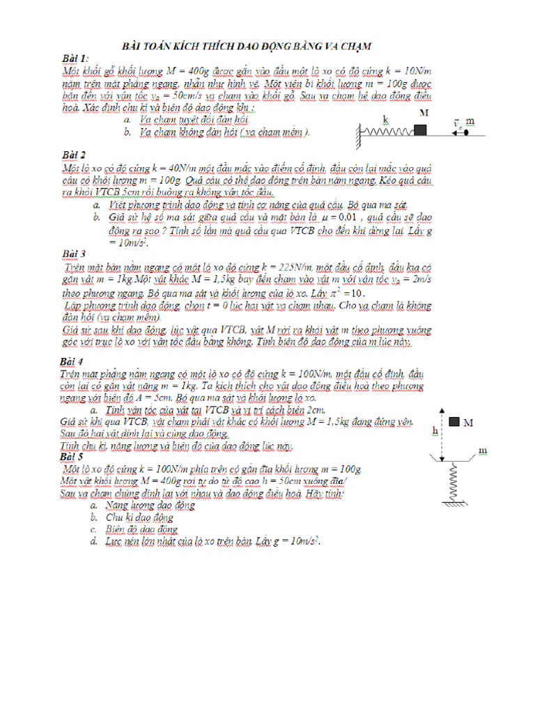 CD2-Kich thich dao dong bang va cham (5 BT ko giai) | PDF