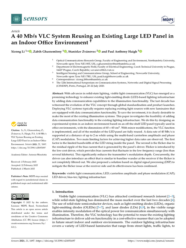 A 40 Mbps VLC System Reusing an Existing Large LED Panel in an Indoor ...