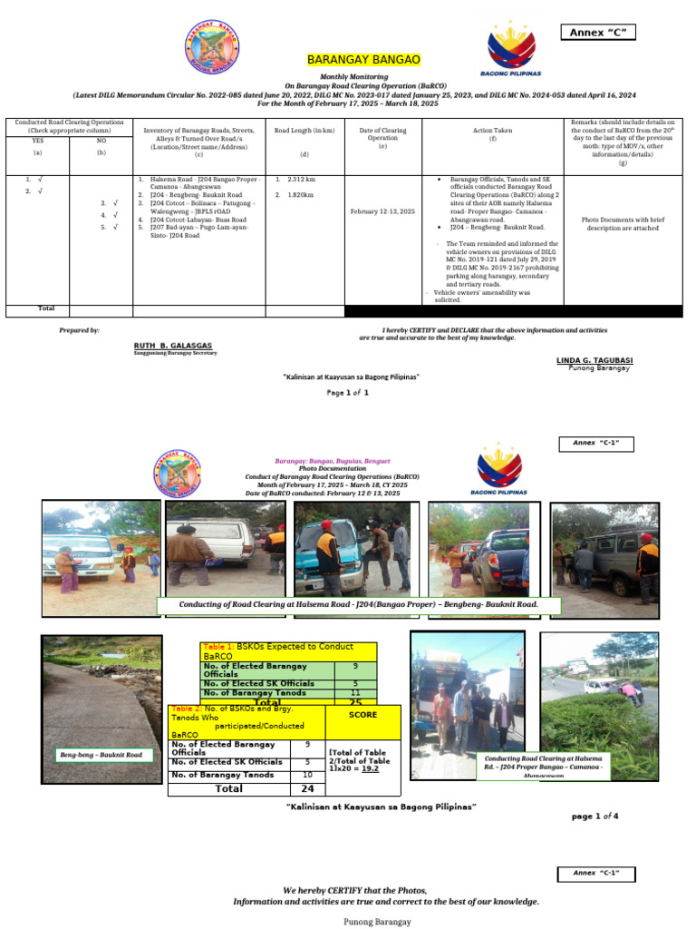 Bangao Road Clearing Report 2025 | PDF