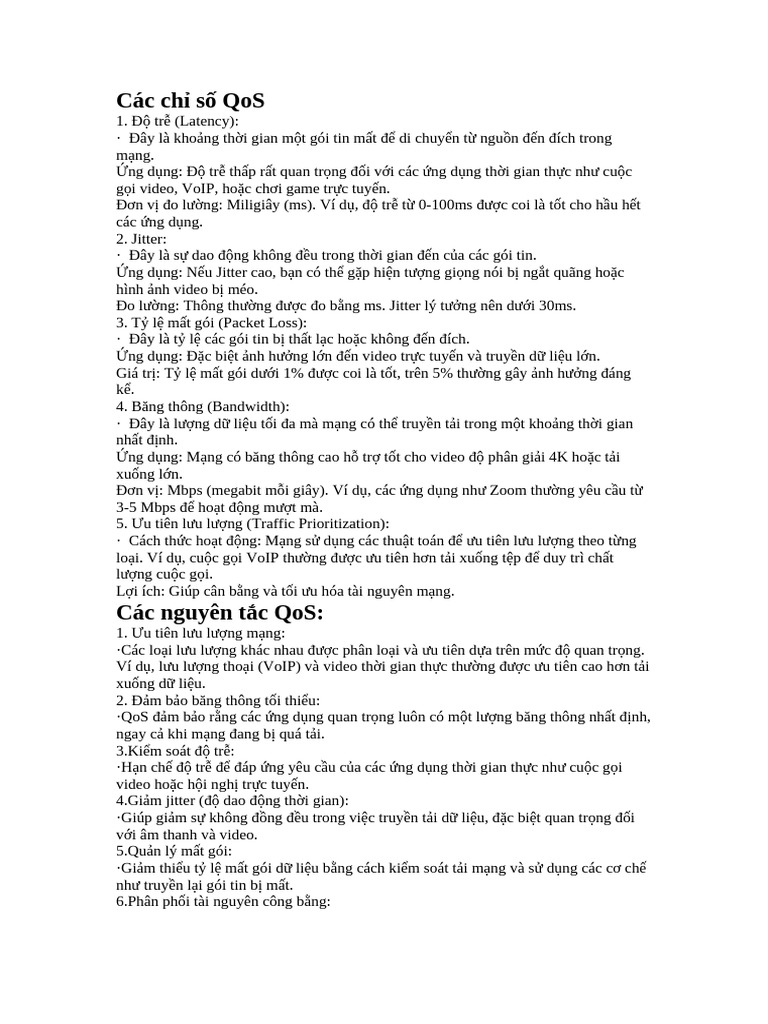 Các Chỉ Số Qos | PDF